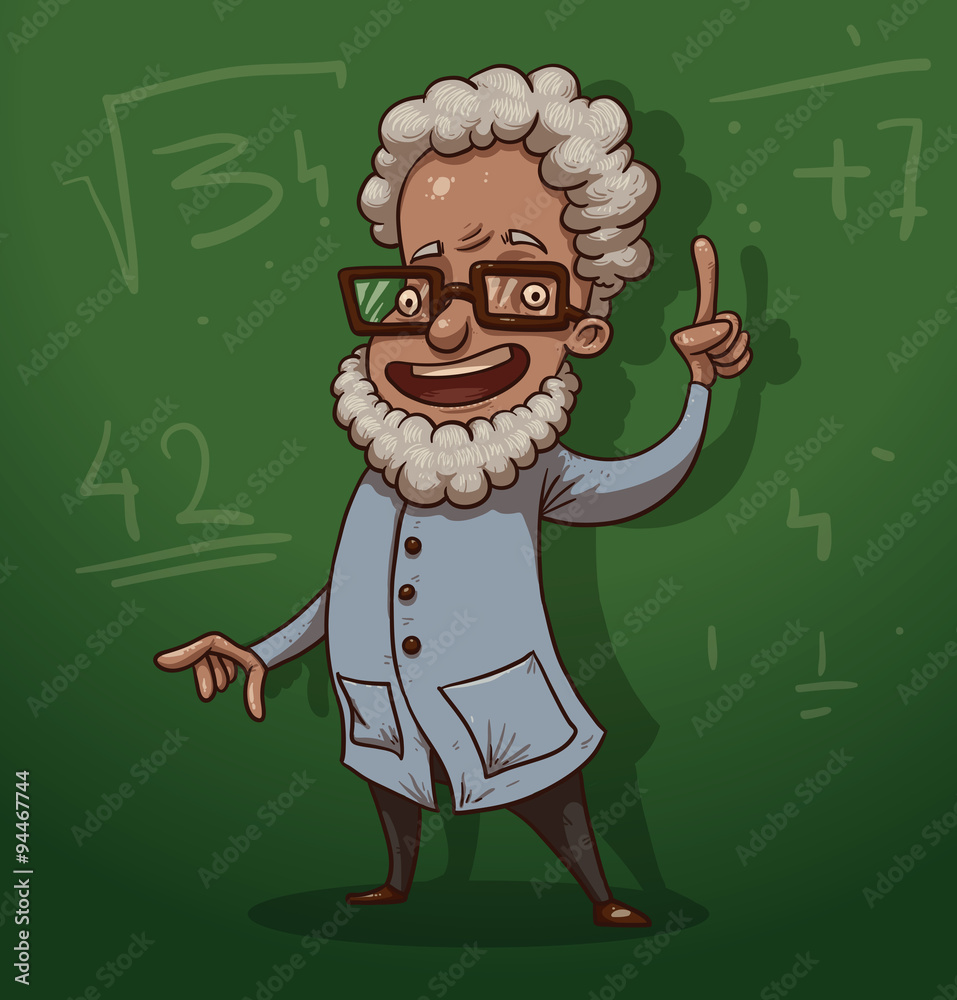 Vector cartoon scientist. Cartoon image of the scientist with white ...