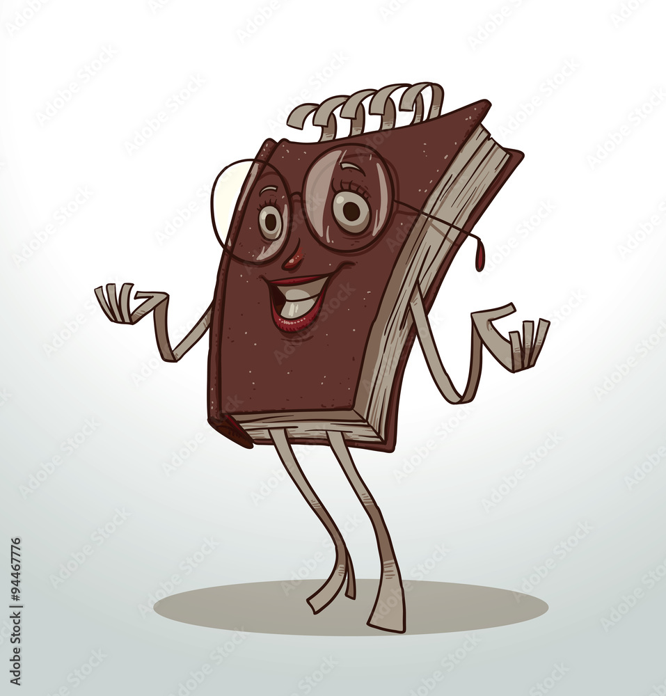 Vector funny book brown. Cartoon image of a funny smiling brown book ...
