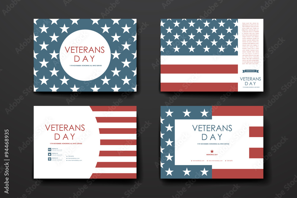Set of brochure, poster design templates in veterans day style Stock ...
