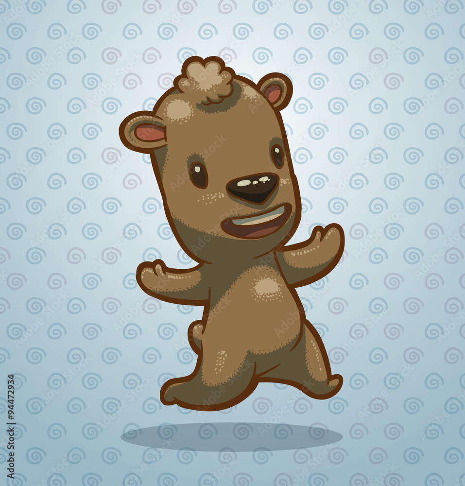 Vector Funny Running Bear Cub Cartoon Image Of A Funny Running Brown