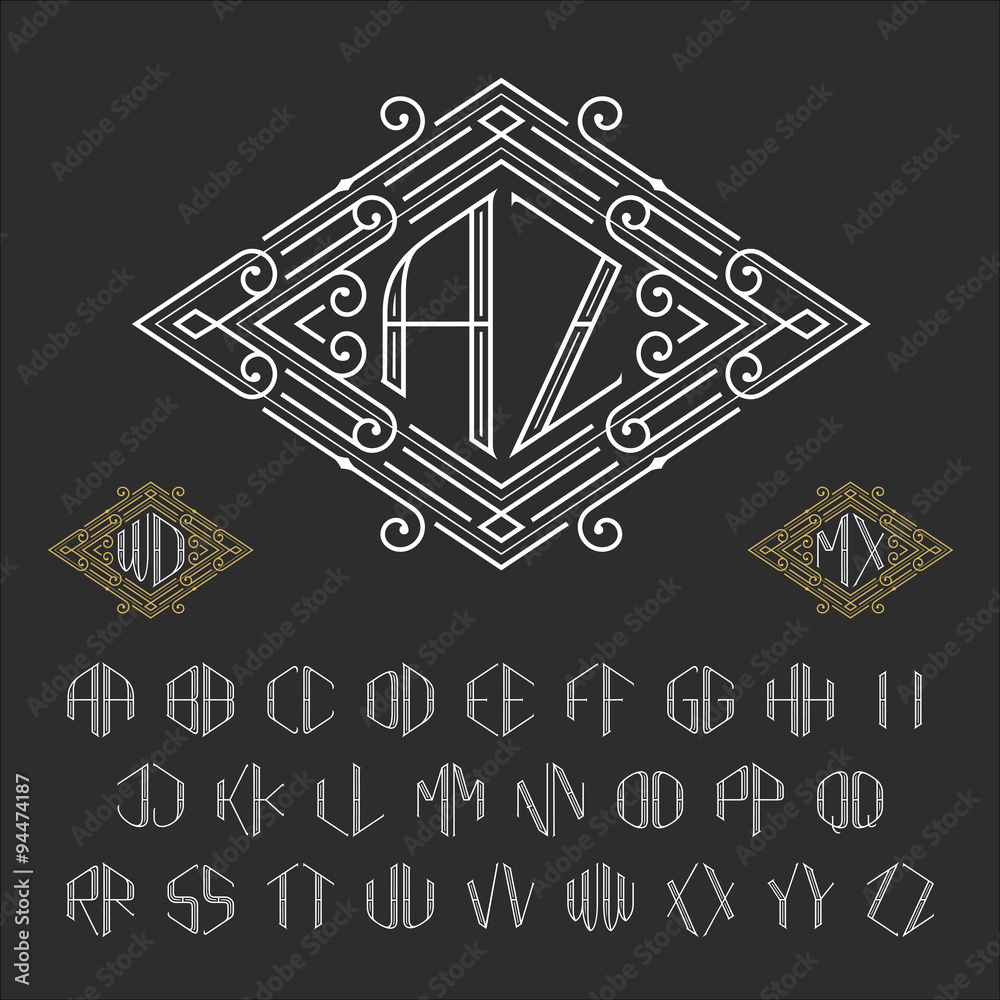 Vetor de Two letters monogram template. Stylish vector set of ornate ...