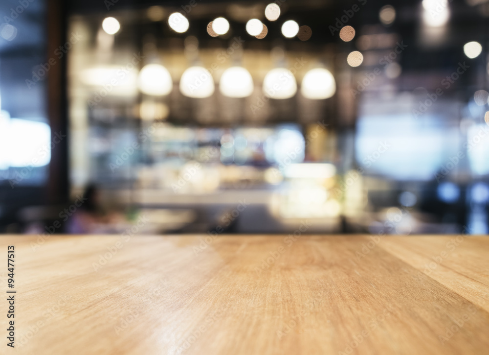 Table top with Blurred Bar restaurant cafe interior background Stock ...