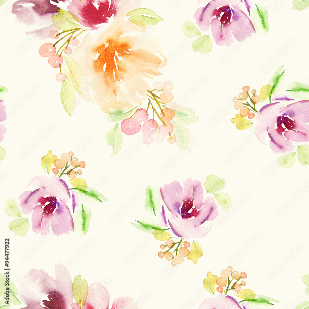 Seamless floral pattern. Watercolor painting. Pastel colors. Stock ...