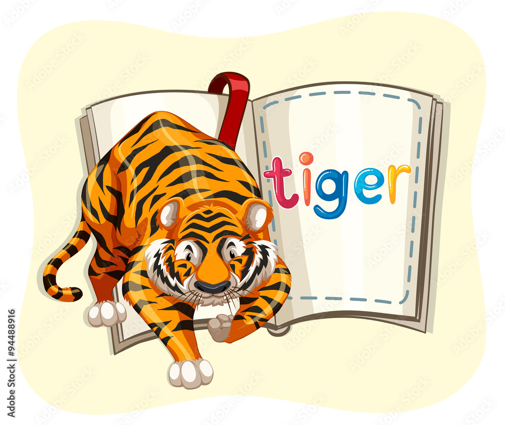 Giant tiger and a book Stock Vector | Adobe Stock