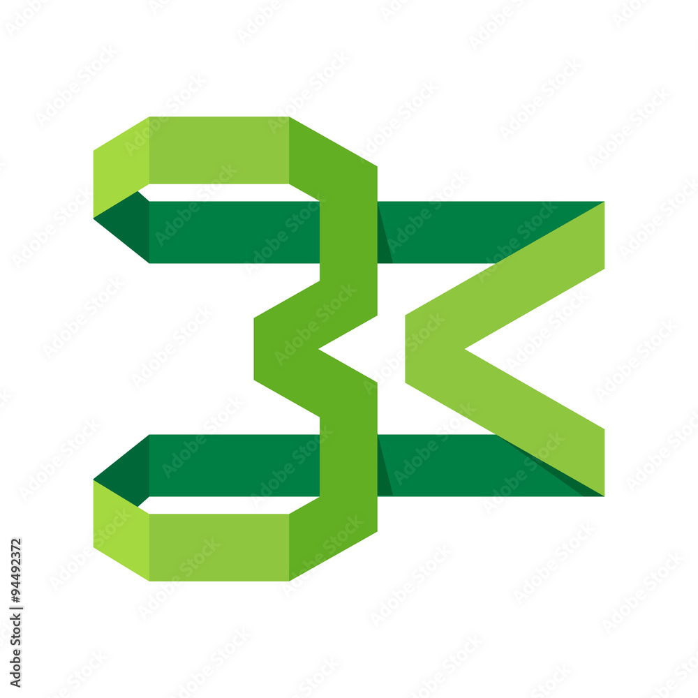 Number 3 logo icon vector design, Eco green Stock Vector | Adobe Stock