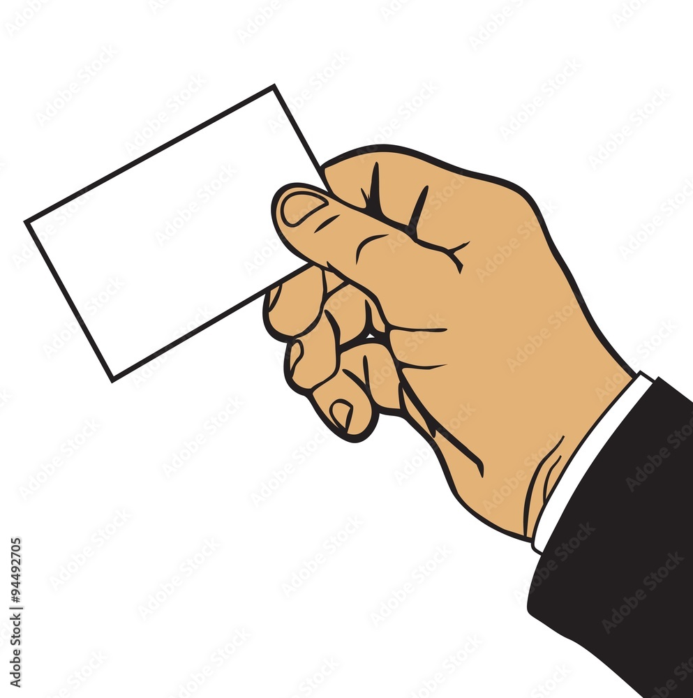 hand with card (hand holding paper) outline silhouette vector ...