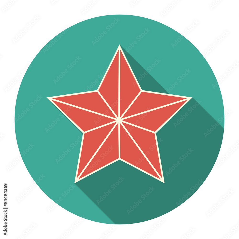 vector round flat icon with red star Stock Vector | Adobe Stock