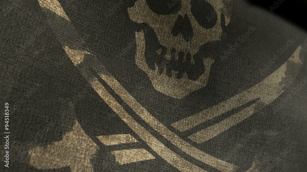Vídeo do Stock: A regular jolly roger pirate flag with a skull and ...