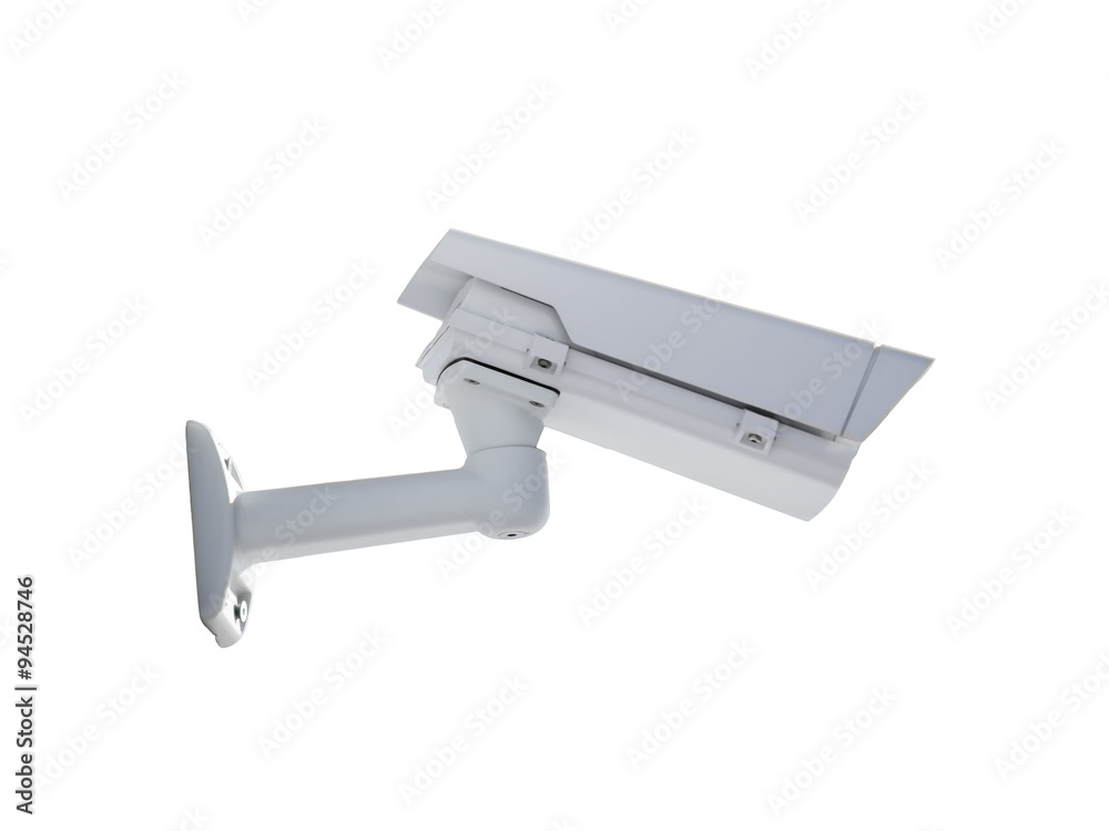 Heavy duty exterior surveillance camera back view isolated on wh Stock ...