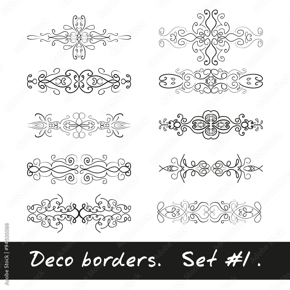 Ten decorative borders in white color. Set 1. Stock Vector | Adobe Stock