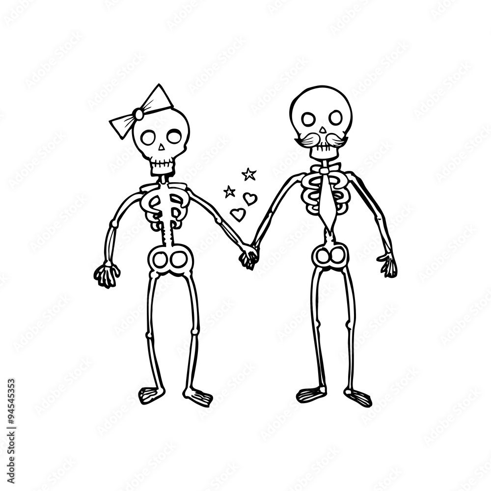 Skeletons In Love Drawing