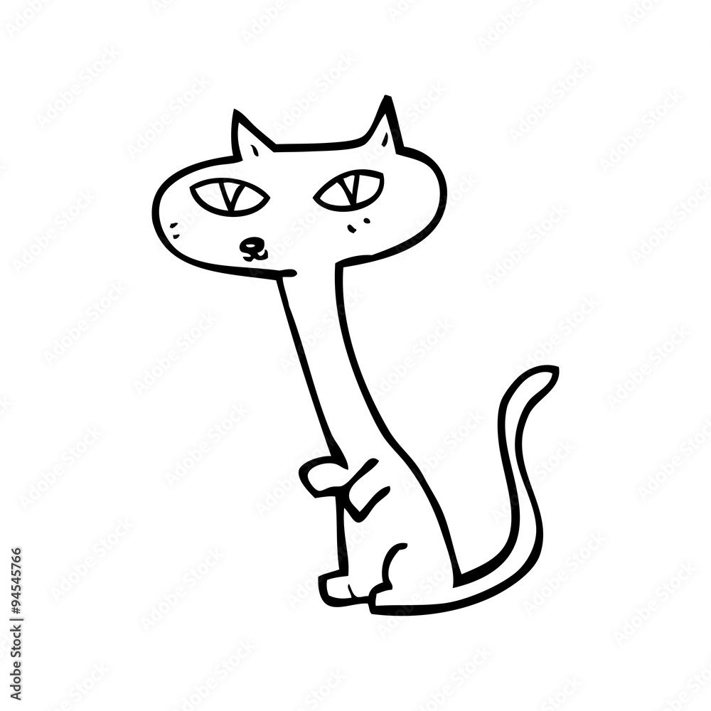 line drawing cartoon cat Stock Vector | Adobe Stock