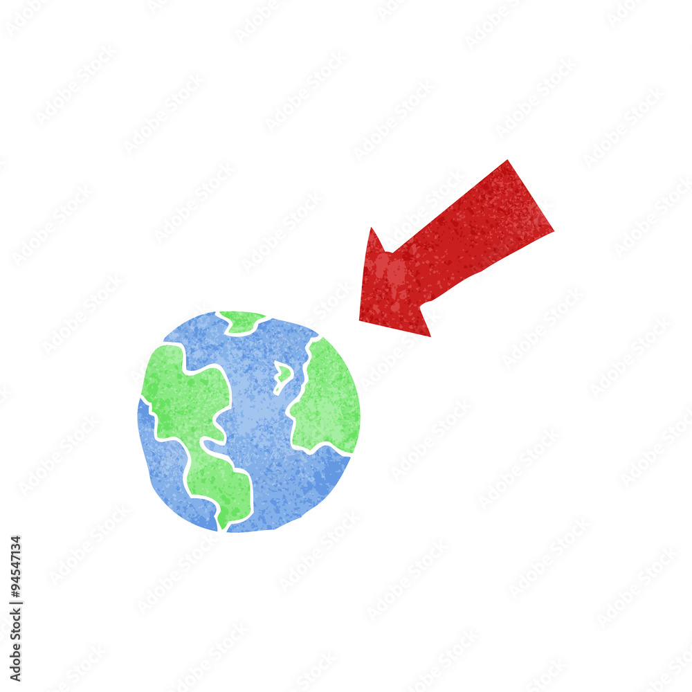 cartoon arrow pointing at earth Stock Vector | Adobe Stock