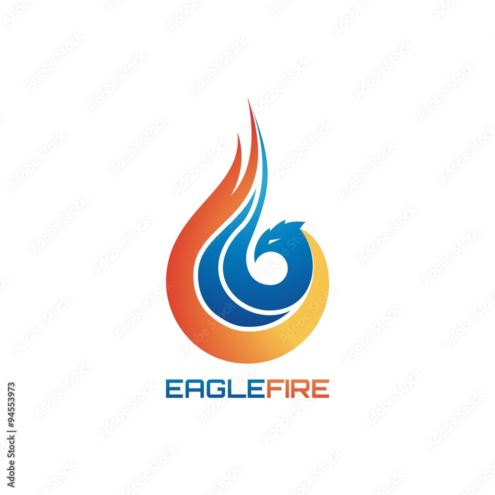 Eagle Fire Logo Vector. Phoenix Bird in Fire Flame Logo design vector template. Stock ...