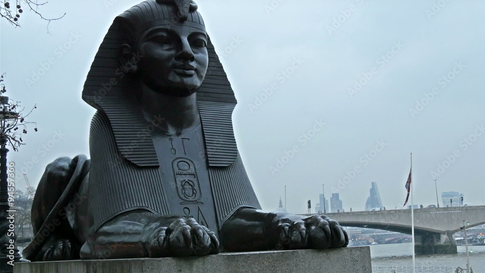 The famous black Cleopatras Needle in London. Cleopatras Needle is the ...