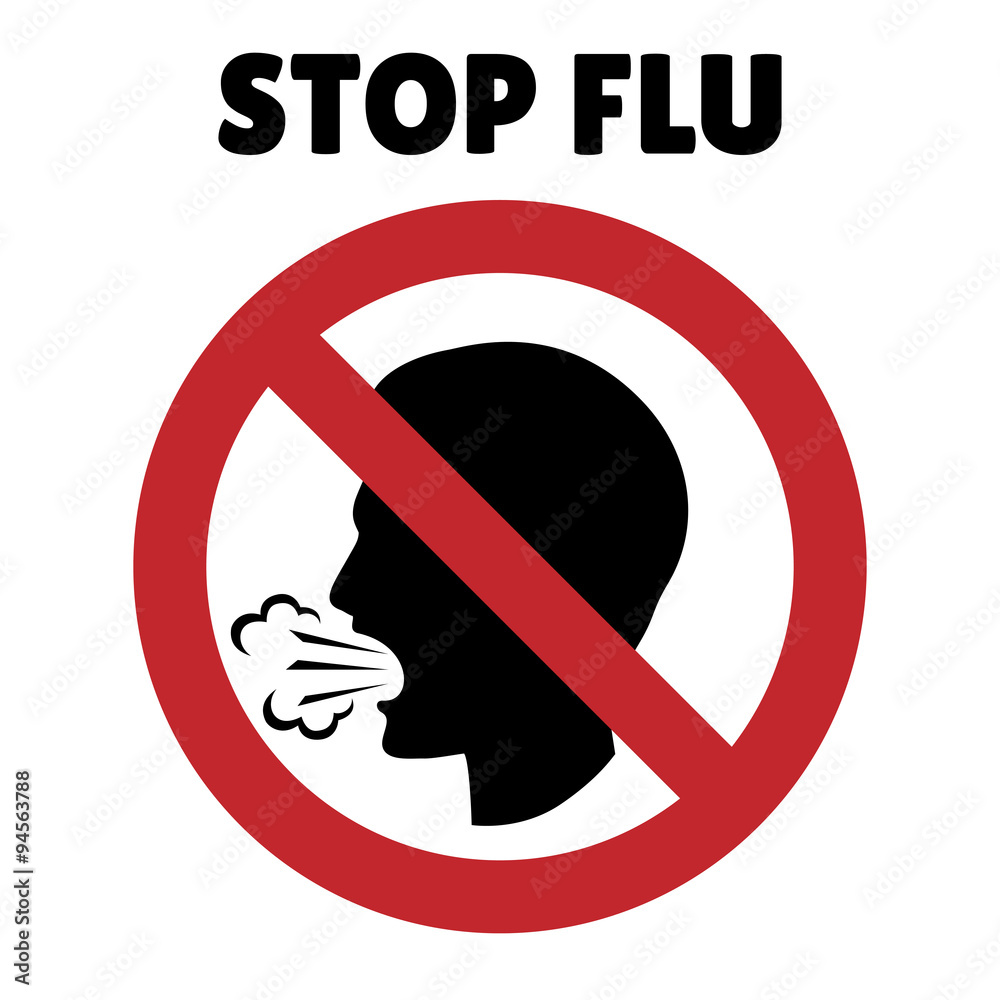 Stop flu sign. Coughing man in prohibition frame Stock Vector | Adobe Stock