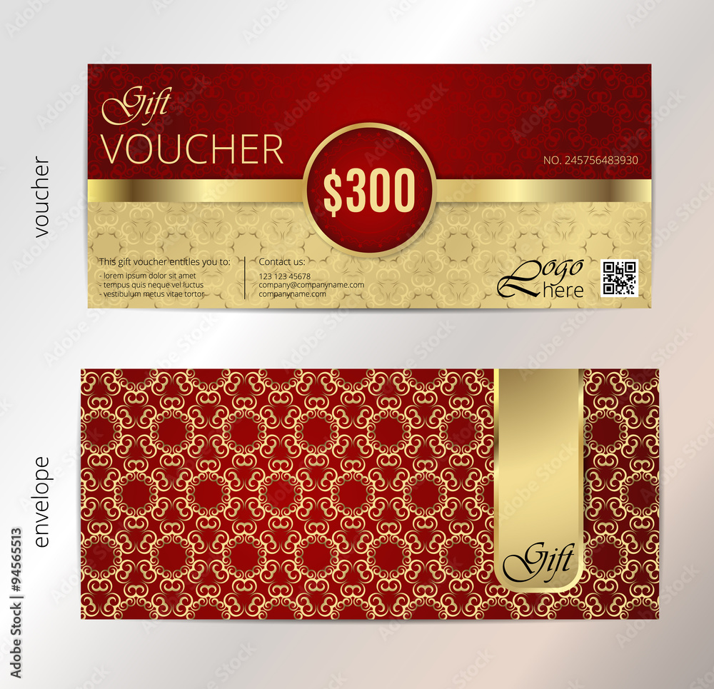 Vector illustration,Gift voucher template with clean and modern pattern ...