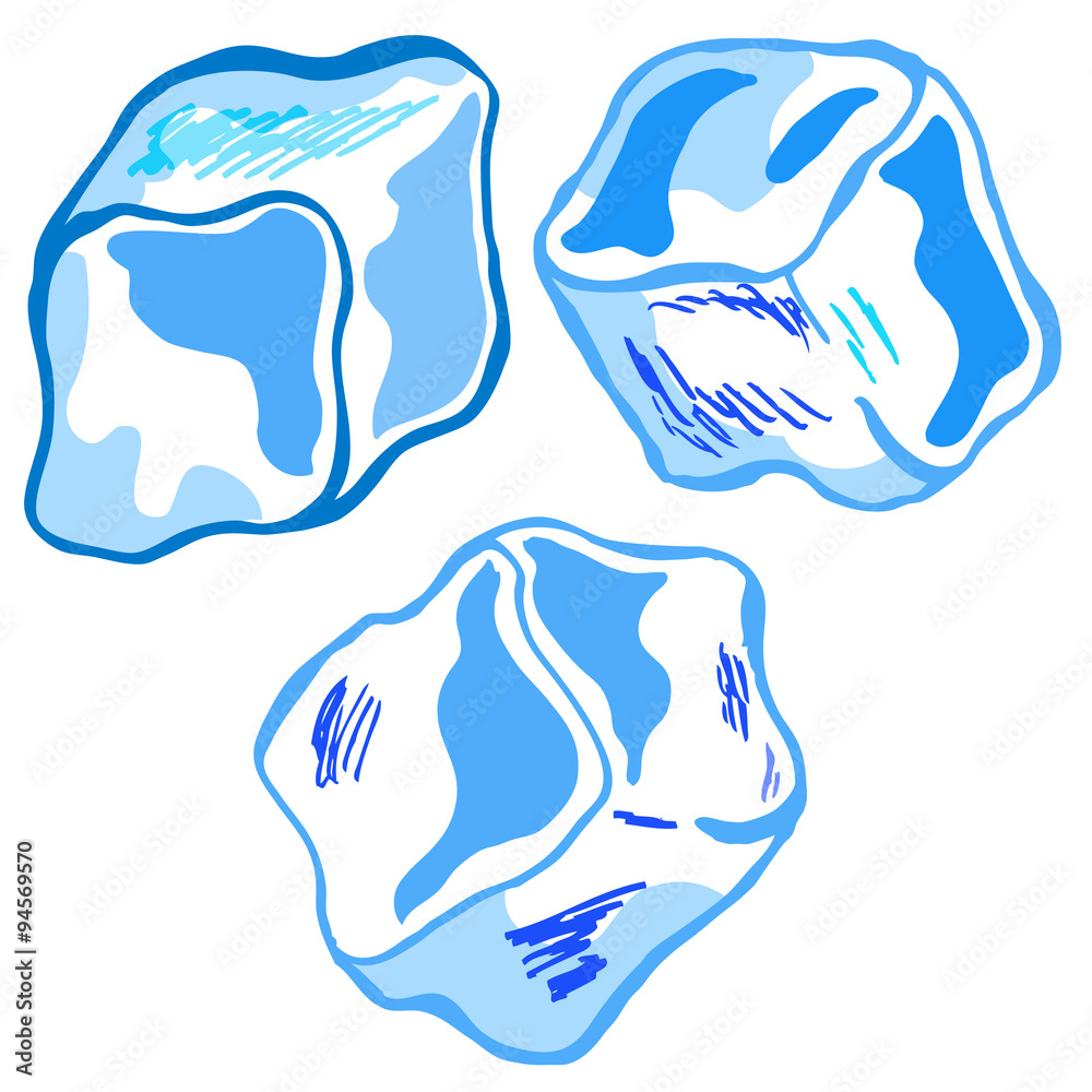 Hand Draw Sketch of Ice Cube, Isolated on White Stock Illustration ...