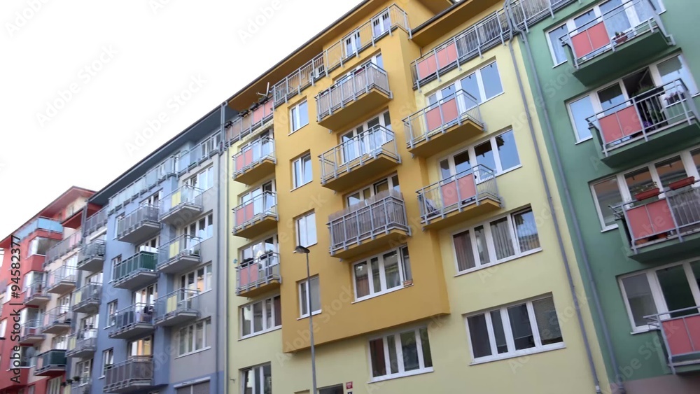 high rise block of flats - windows - view from below - steadicam Stock ...