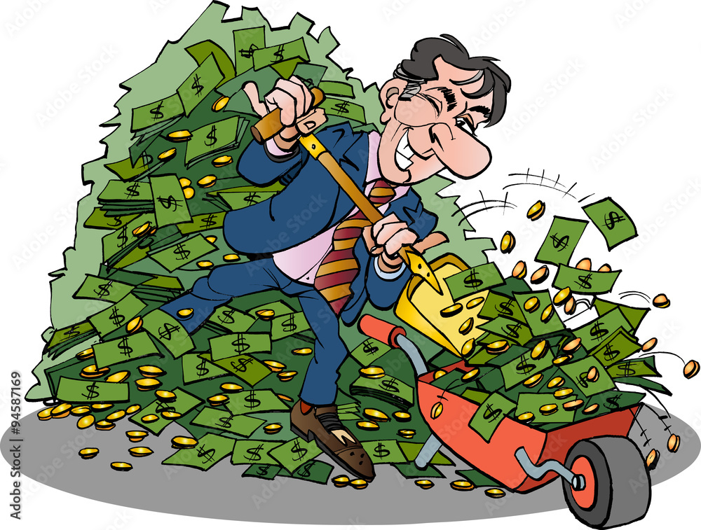 Vector cartoon illustration of a manager with very easy money Stock ...