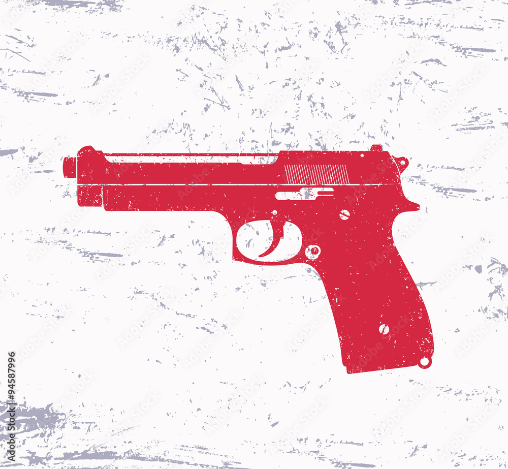 Stockvector pistol, gun, with grunge texture, vector illustration ...