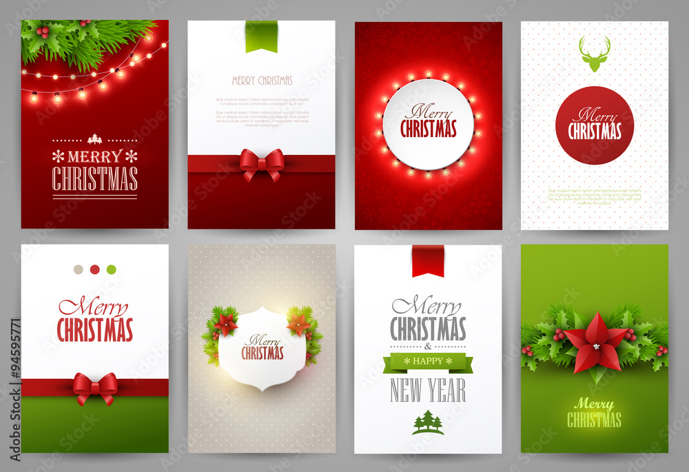 Set of christmas brochures templates. Bright vector backgrounds. Stock ...