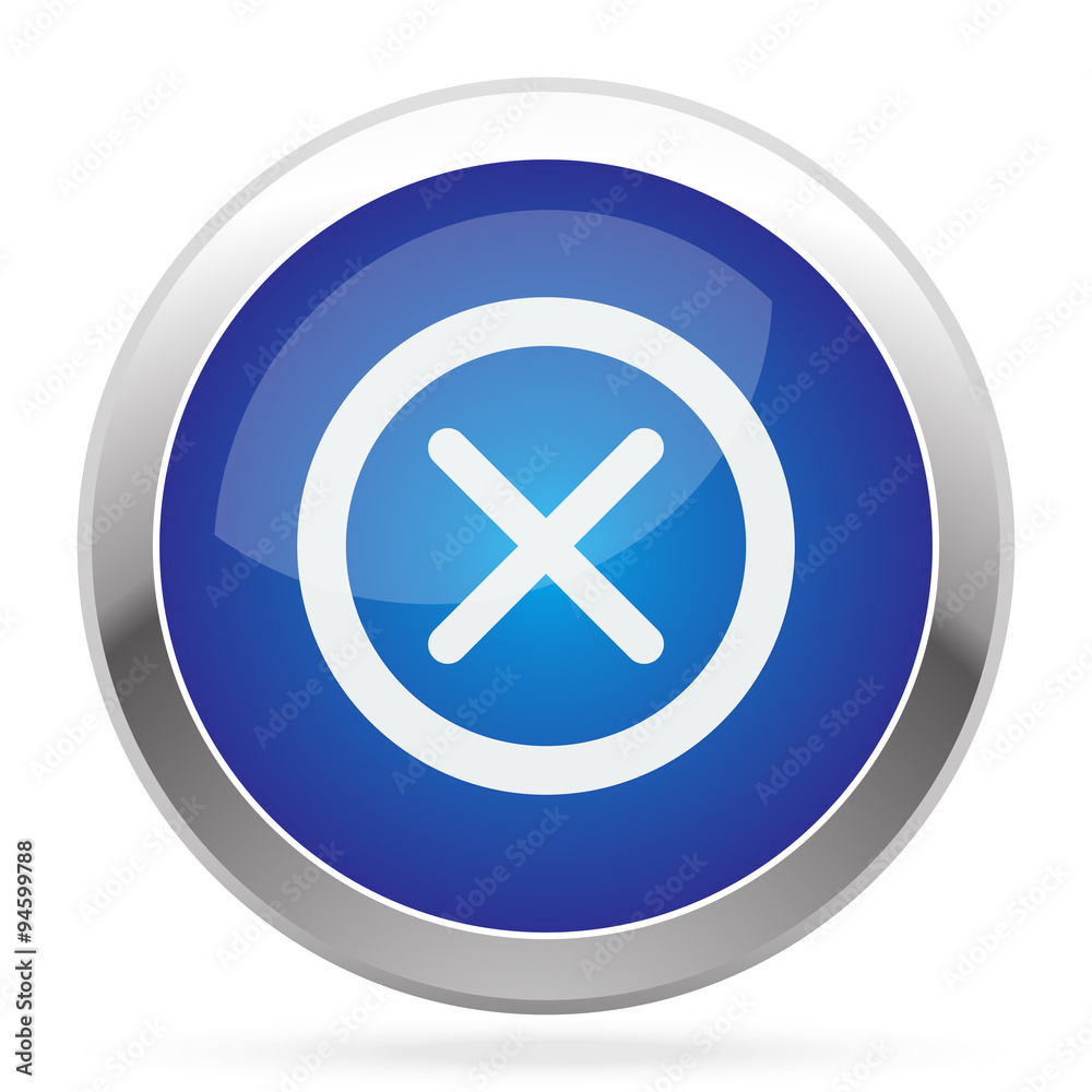 Vetor do Stock: White Cancel icon on blue web app button | Adobe Stock