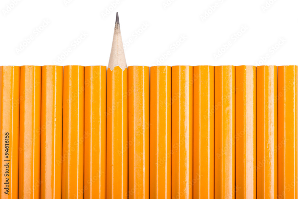 yellow wood pencil on white Stock Photo | Adobe Stock