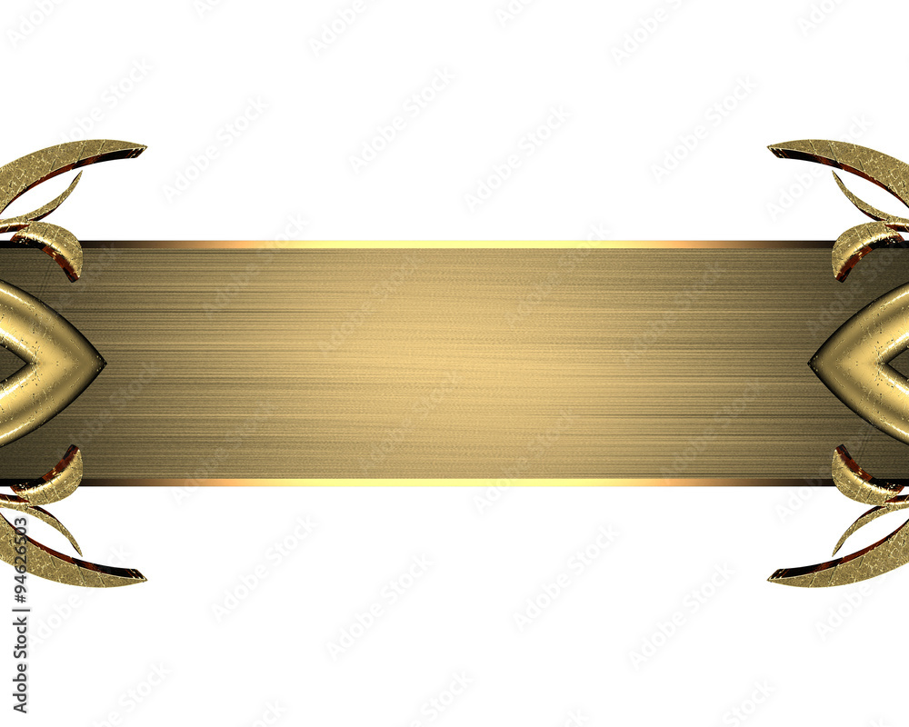 Gold nameplate isolated white background. Element for design. Template ...