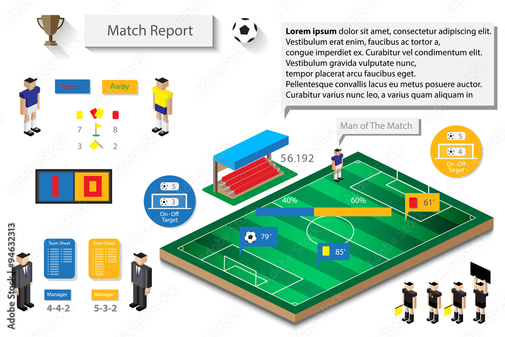 soccer match statistic report infographic Stock Vector | Adobe Stock