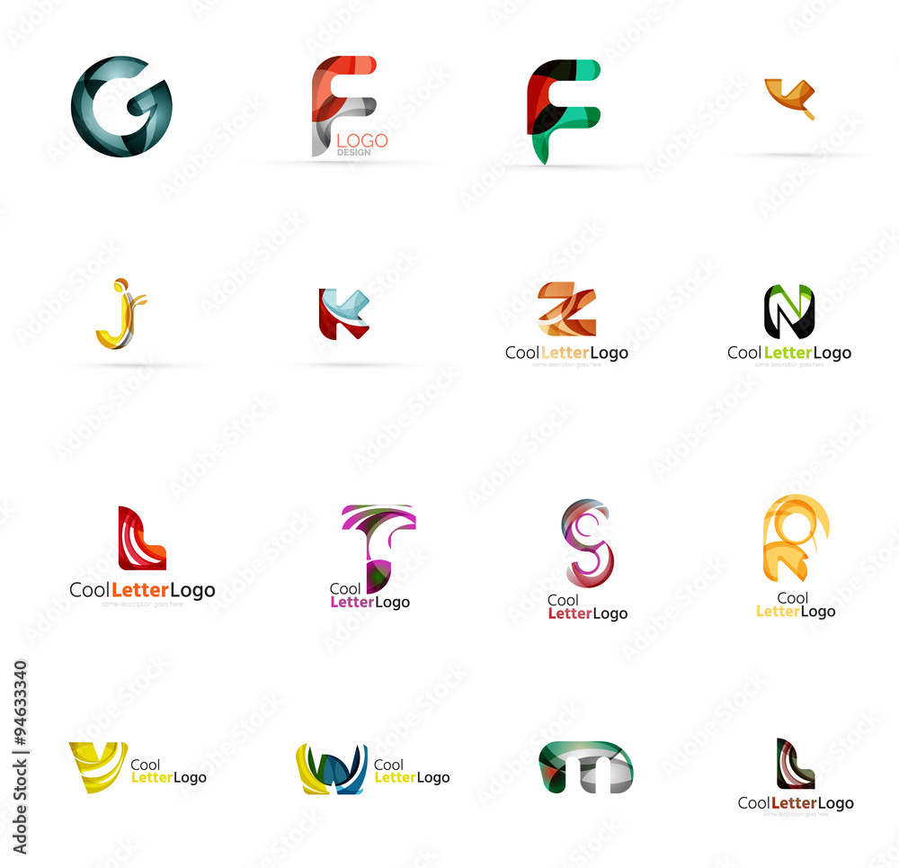 Set of colorful abstract letter corporate logos created with ...