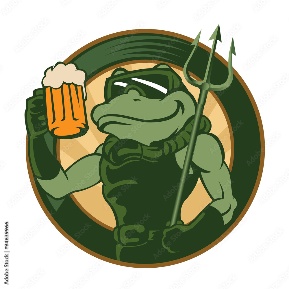 frog enjoy a glass of beer Stock Vector | Adobe Stock