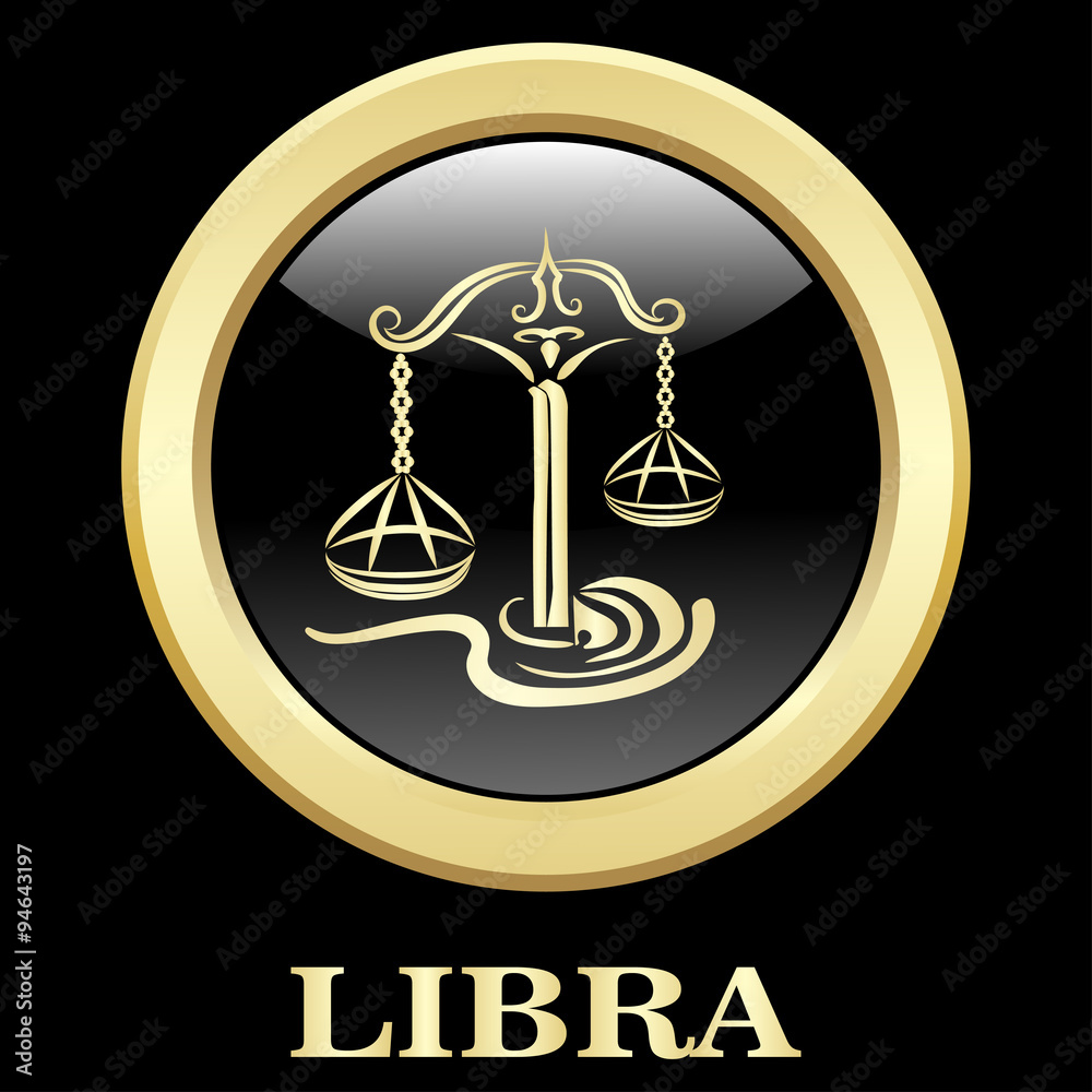 Vetor de Libra zodiac sign in circle frame do Stock | Adobe Stock