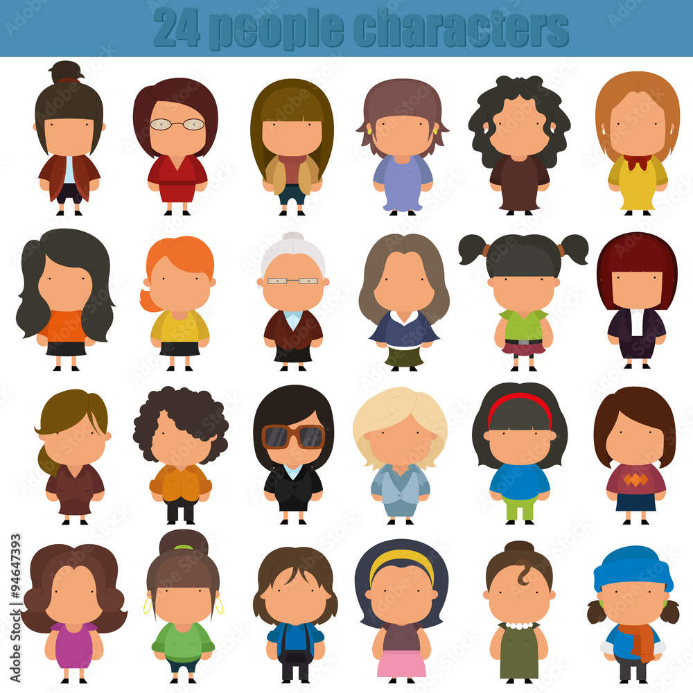 cute cartoon people characters. Stock Vector | Adobe Stock