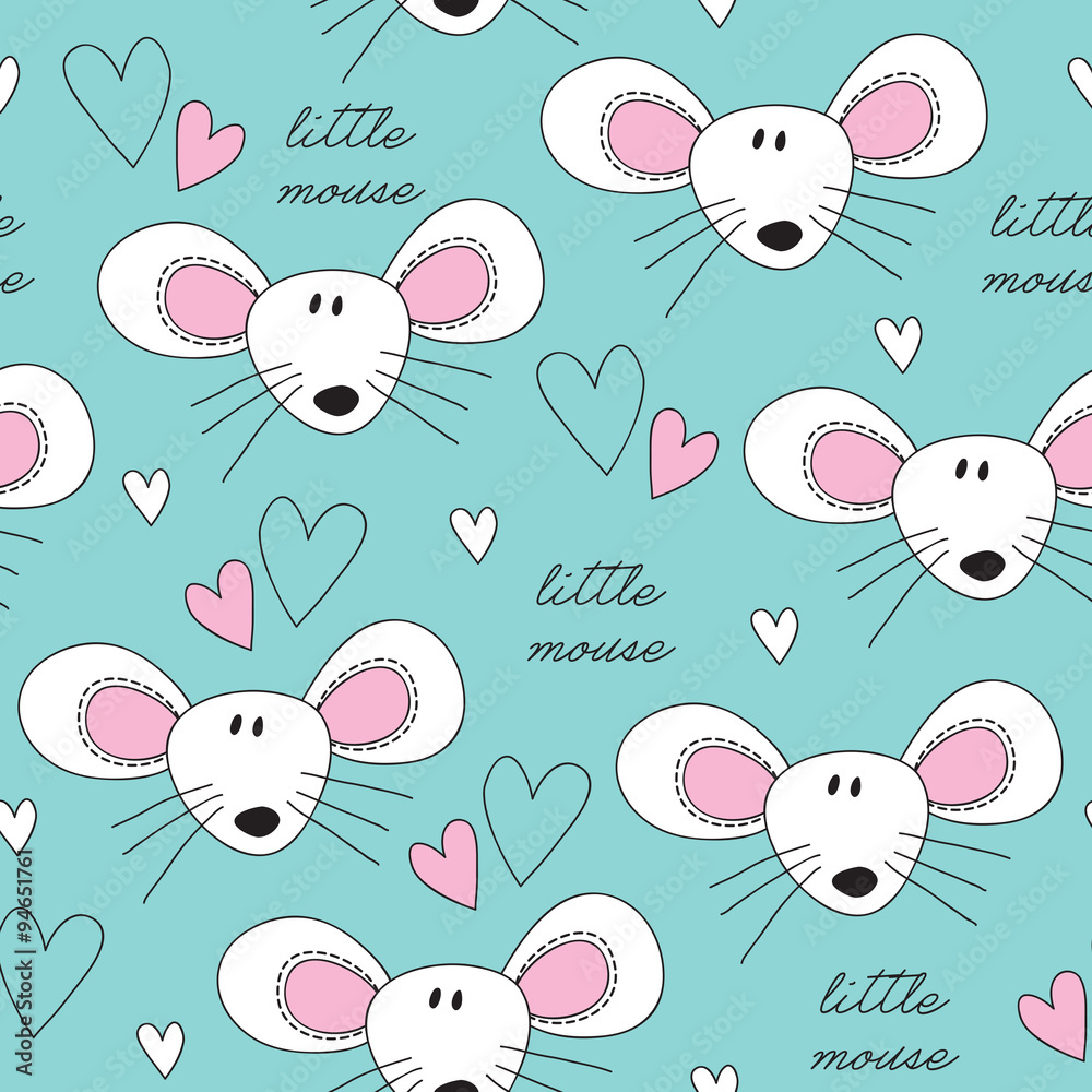 seamless little mouse pattern vector illustration Stock Vector | Adobe ...