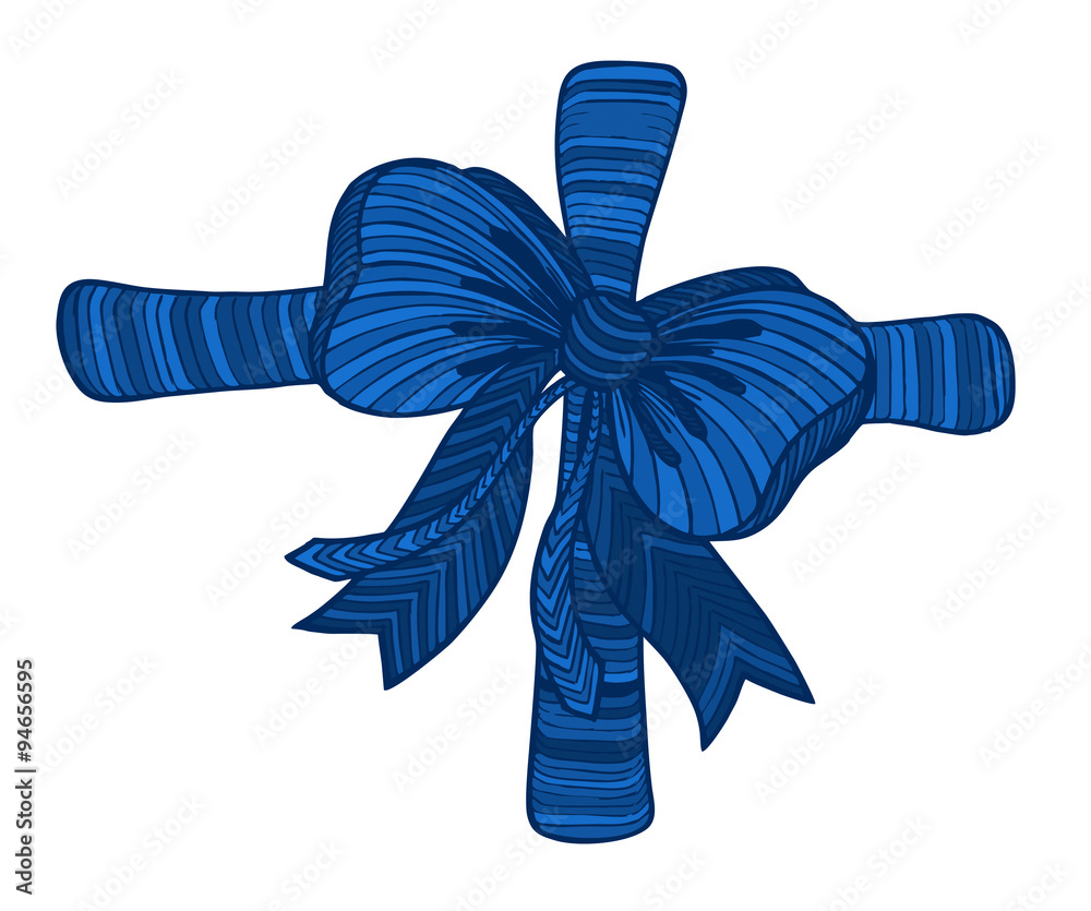 Graphic bow. Drawing color pencils. Blue Stock Illustration | Adobe Stock