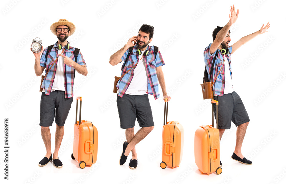 Tourist talking to mobile Stock Photo | Adobe Stock