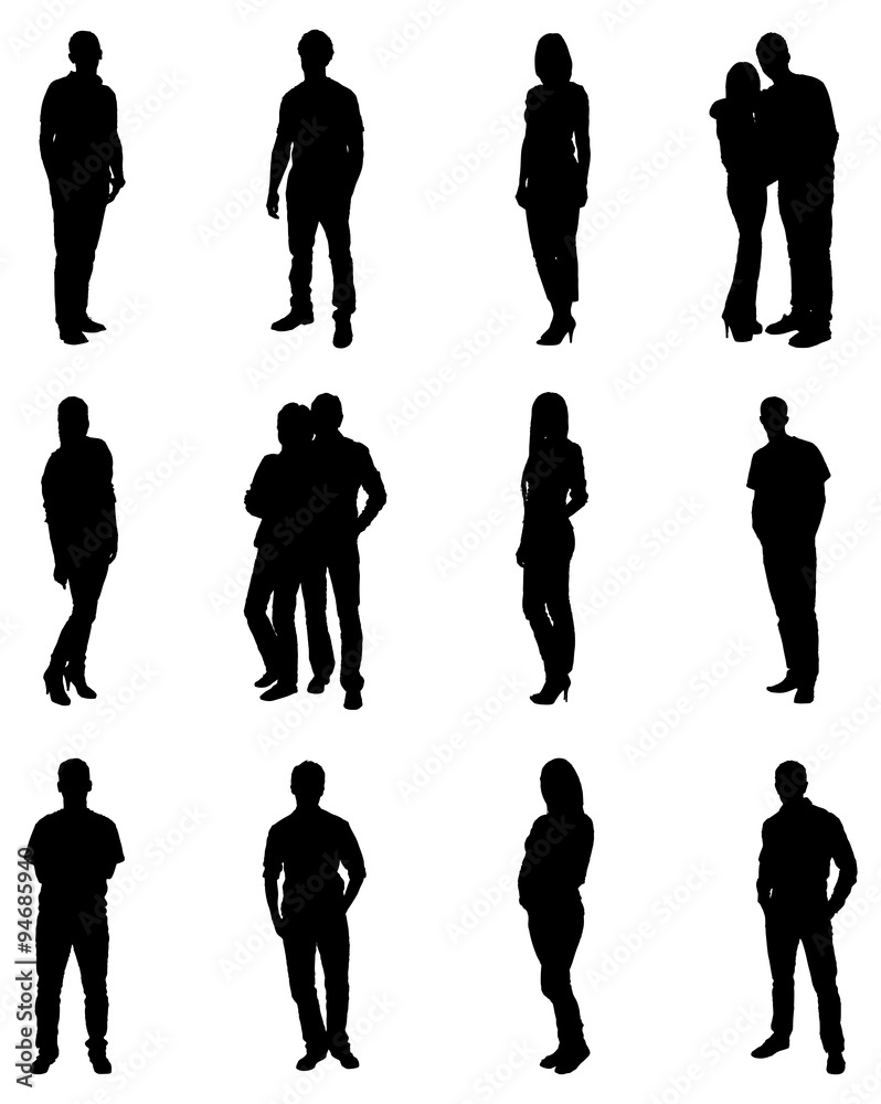 Collection Of People Silhouettes Stock Vector | Adobe Stock