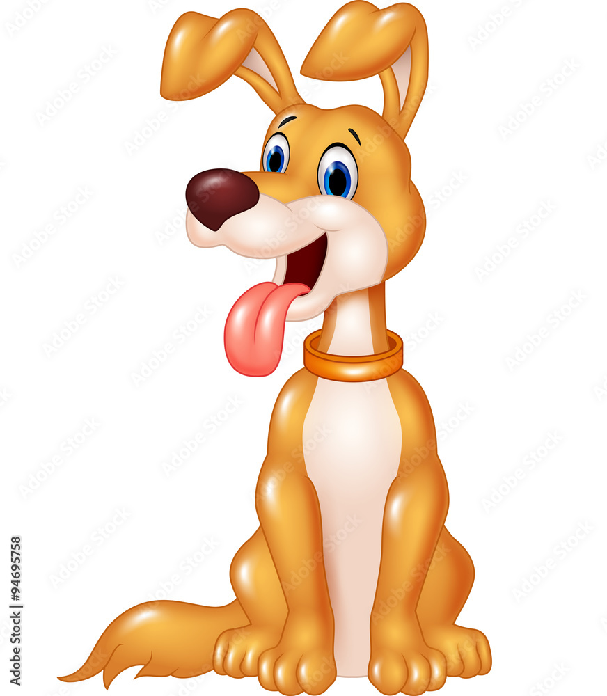 cartoon dog with tongue out isolated on whitebackground Stock Vector ...