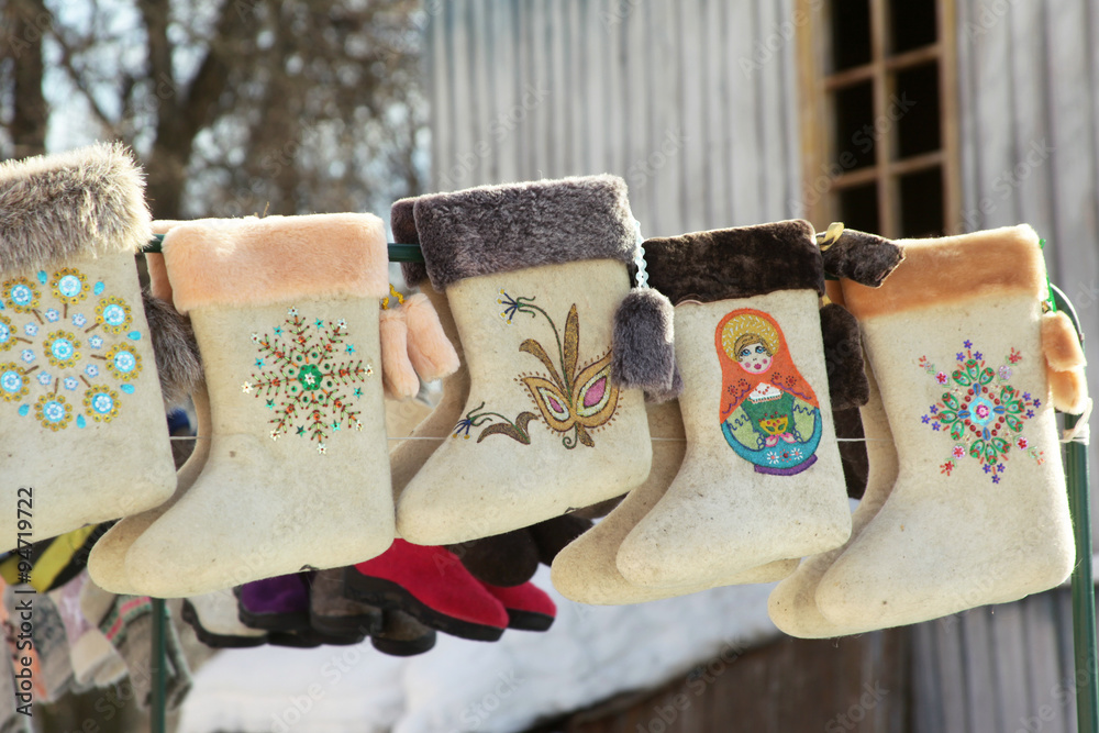 russian winter footwear Stock Photo | Adobe Stock