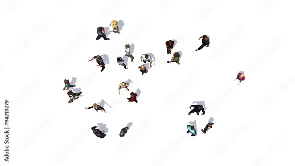 crowd of people in top-view isolated on white background Stock ...