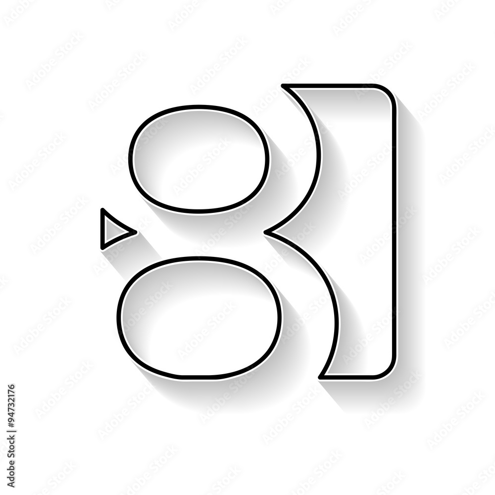 Vector number 8. Sign made with black line Stock Vector | Adobe Stock