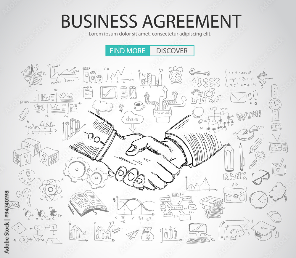 Business Agreement concept wih Doodle design style Stock Vector | Adobe ...