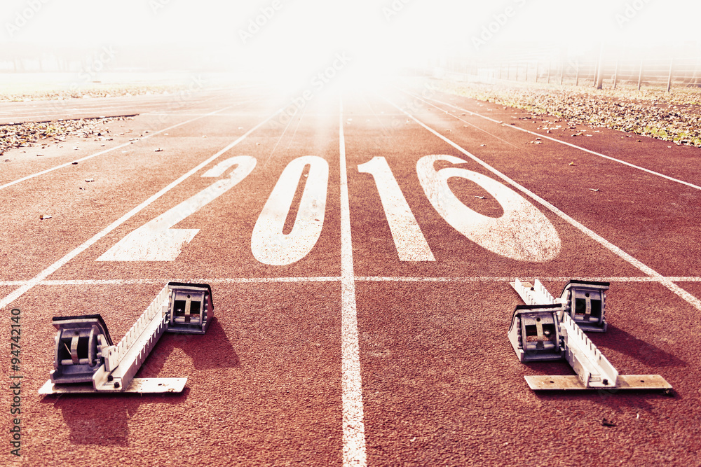 new year 2016 warm look numbers painted on a racing lane | Uwalls.co.uk