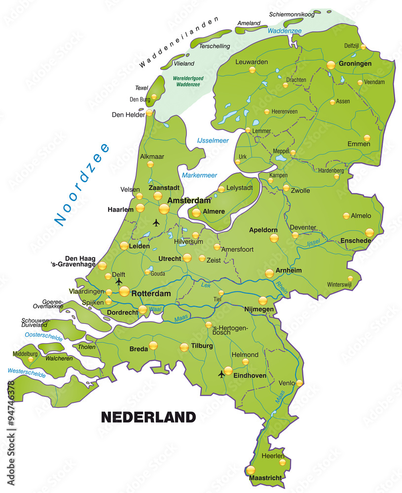 Karte der Niederlande Stock Vector | Adobe Stock