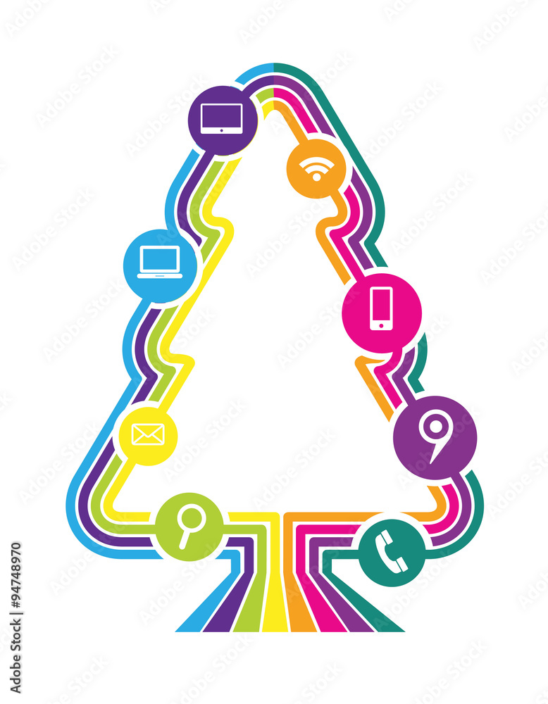Communication Christmas tree with rounded corner Stock Vector | Adobe Stock