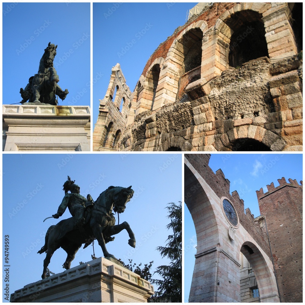 collage monuments of Verona Stock Photo | Adobe Stock