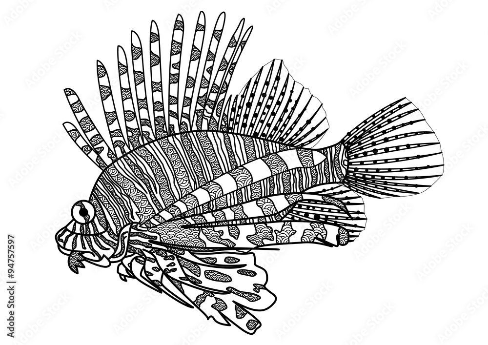 Lionfish Tattoo Black