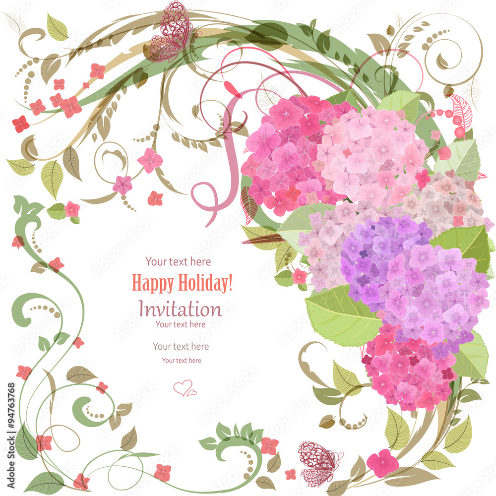 elegant invitation card with beautiful flowers for your design Stock ...