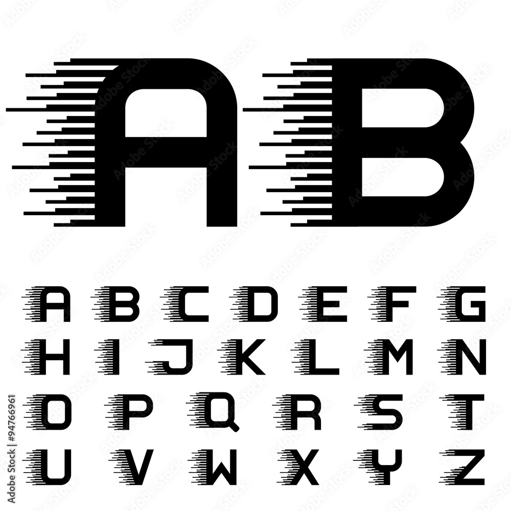 vector speed motion lines font alphabet letters Stock Vector | Adobe Stock